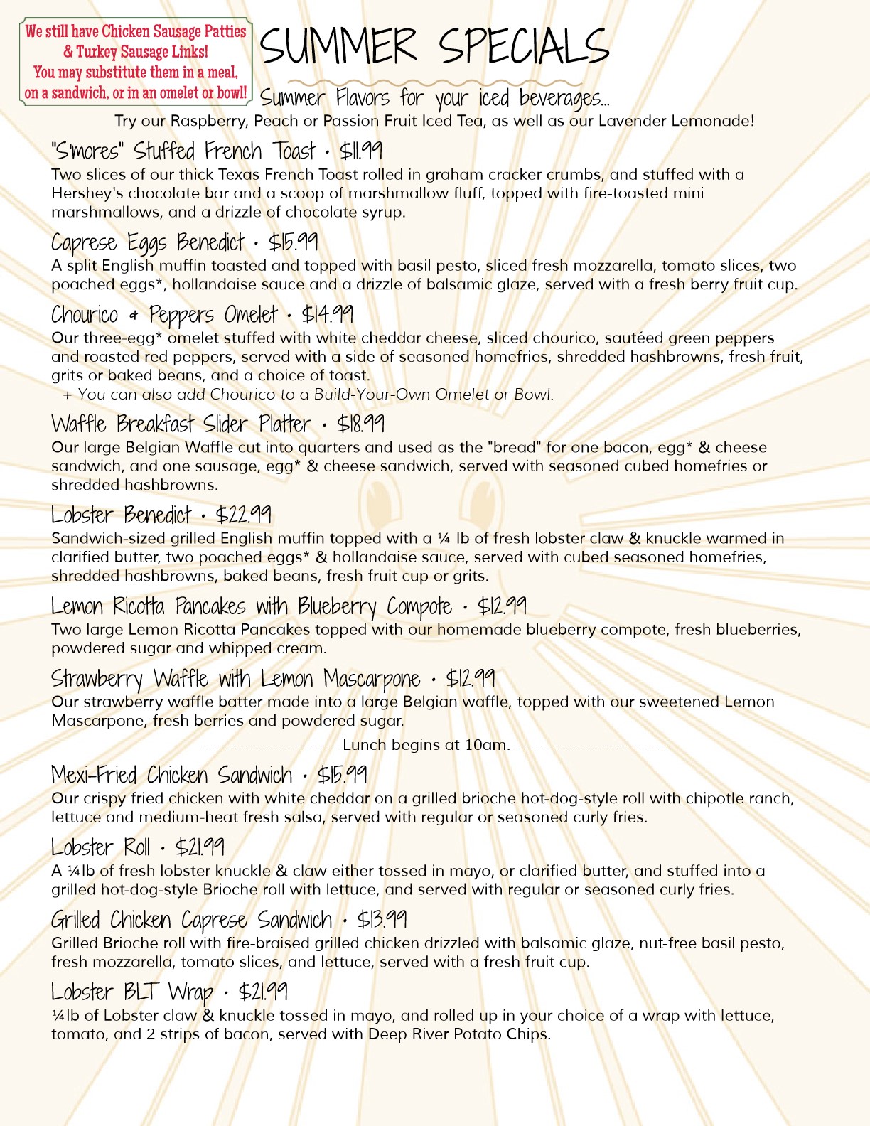 Current Specials Menu – Good coffee, good food, good day